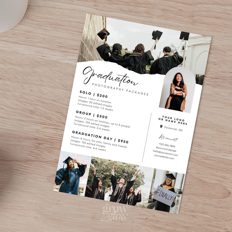 Graduation Photography Flyer Template Canva, Photographer Promotional ...