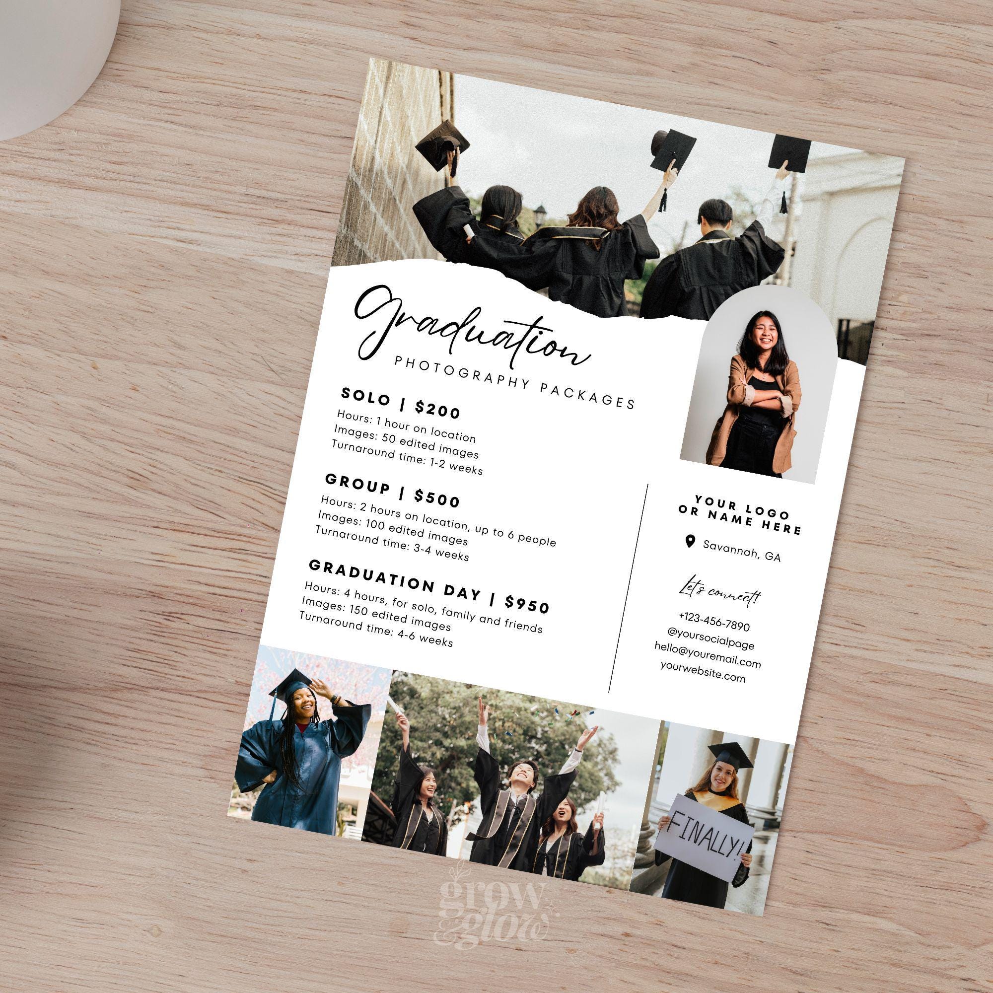 Graduation Photography Flyer Template Canva, Photographer Promotional ...