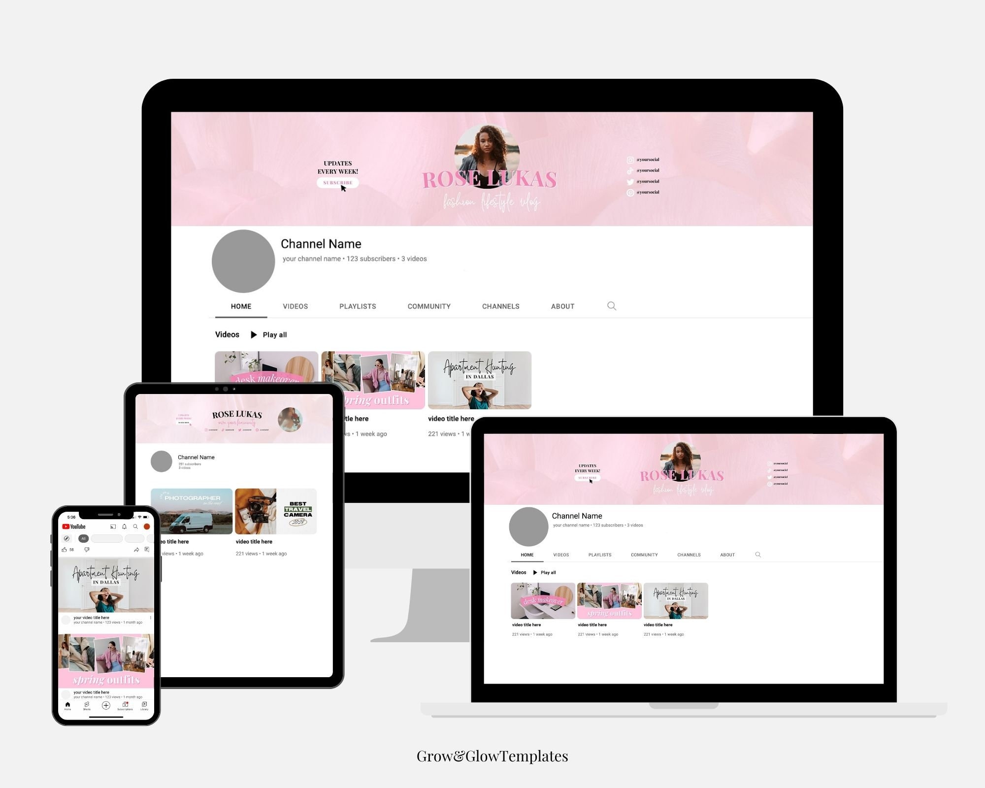 Pink Youtube Intro and Outro Template Canva, Youtube Intro and Outro ...