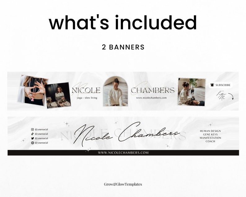 Youtube Banner Template Canva: Minimalist White Branding Kit (digital ...