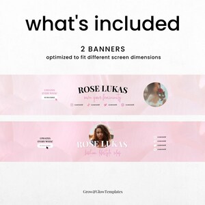 Youtube Banner Pink, Youtube Banner Kit Pink Template Canva, Pink ...