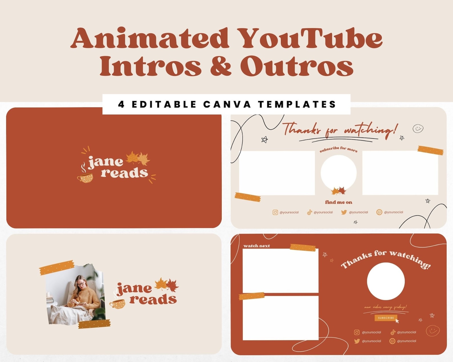 Youtube Outro Template Aesthetic, Autumn Youtube Intro and Outro ...