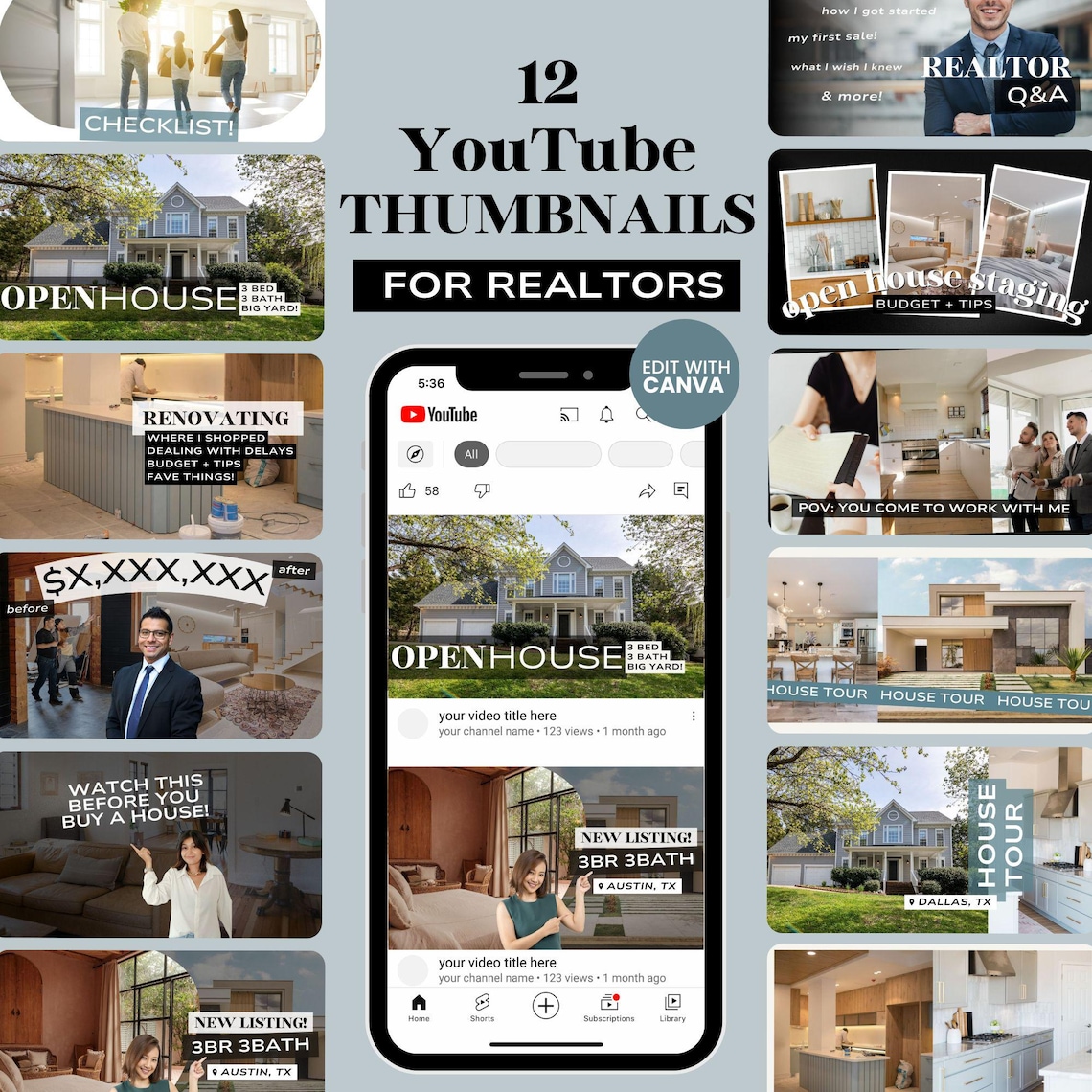 Youtube Thumbnails Realtor Black and White Youtube Templates for Real ...