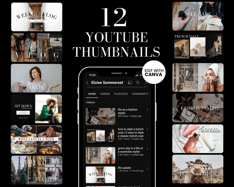 Youtube Thumbnail Templates Canva, Editable Youtube Thumbnails Canva ...