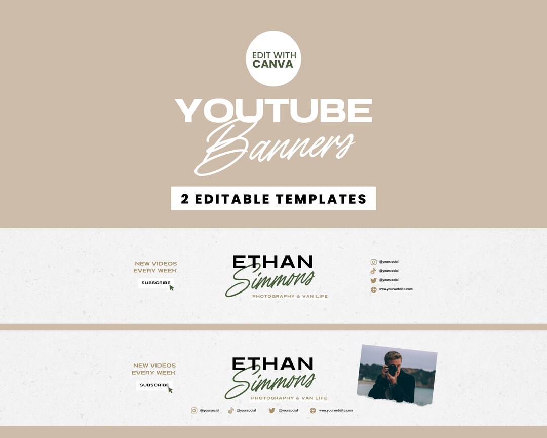 Photographer Youtube Banner Kit Template, Youtube Banner for Men ...
