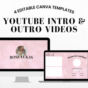 Pink Youtube Intro and Outro Template: Canva Video End Cards (digital ...