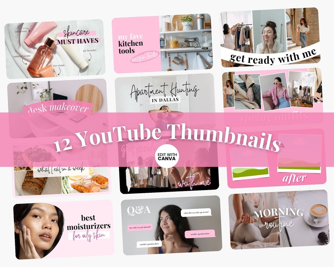 Youtube Thumbnails Pink, Minimal Youtube Thumbnails Pink Canva ...