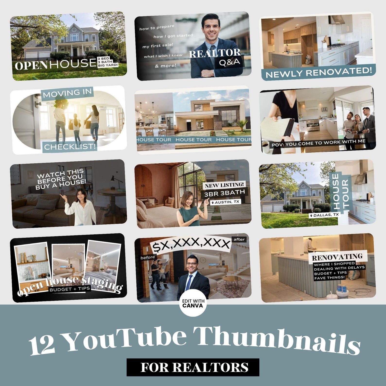 Youtube Thumbnails Realtor Black and White Youtube Templates for Real ...