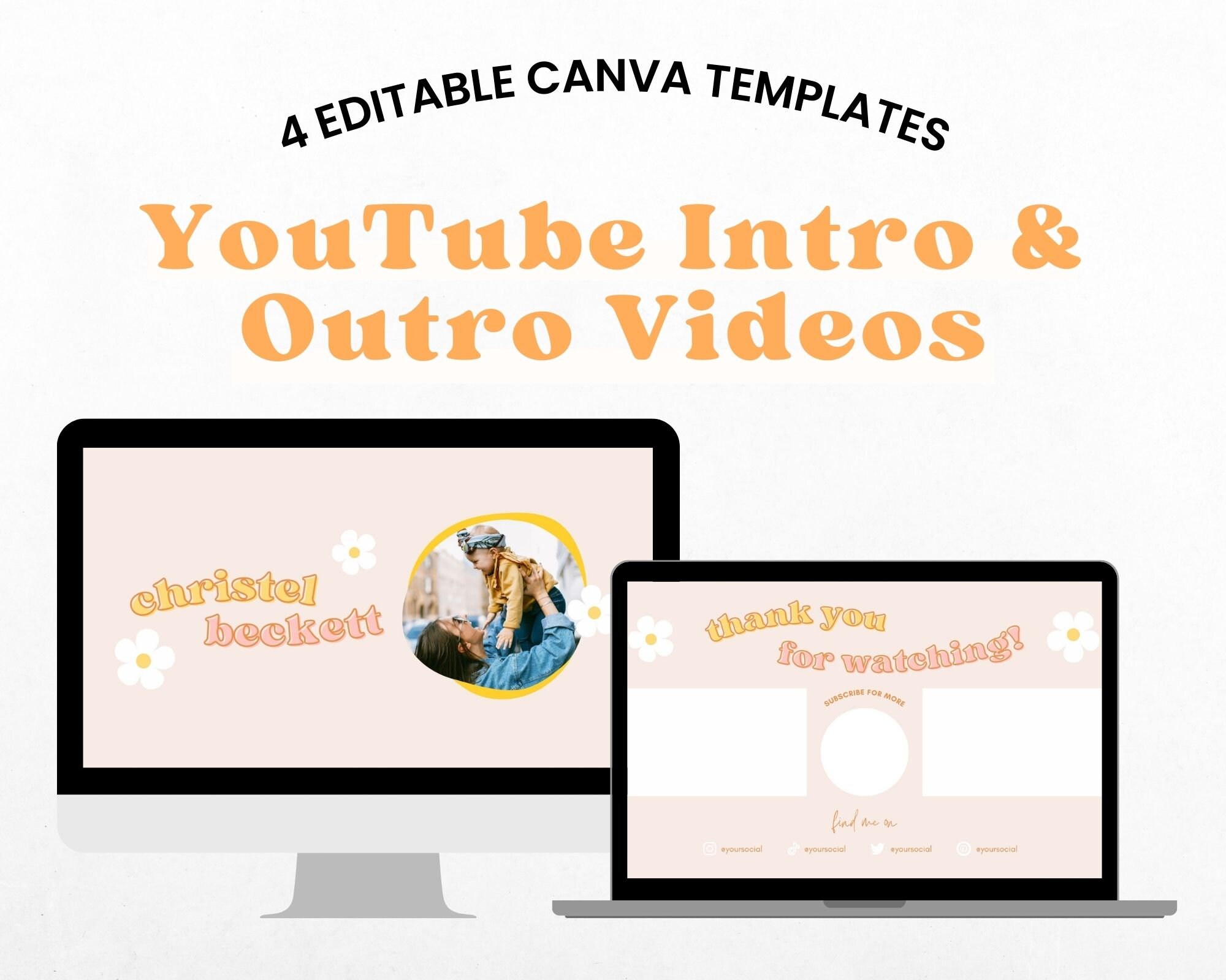 Youtube Intro Editable, Intro Youtube Template Canva, Youtube Intro Outro Kit, Pink Orange ...