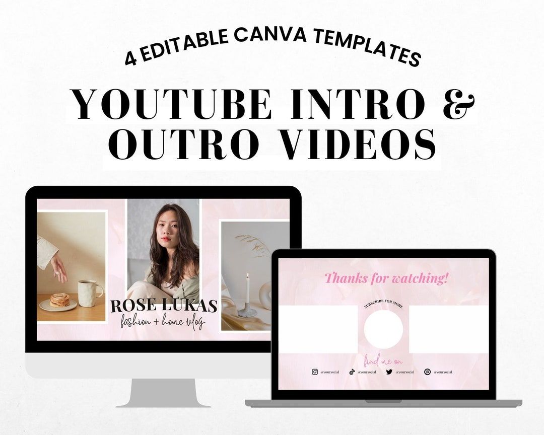 Pink Youtube Intro and Outro Template Canva, Youtube Intro and Outro ...
