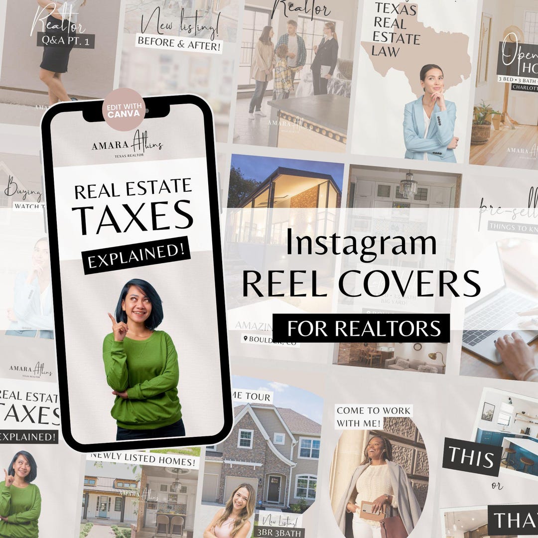 Realtor Instagram Reel Covers, Beige Neutral Templates (canva) - Etsy