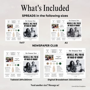 Bridal Entourage Proposal Newspaper Template Canva, Printable Will You ...