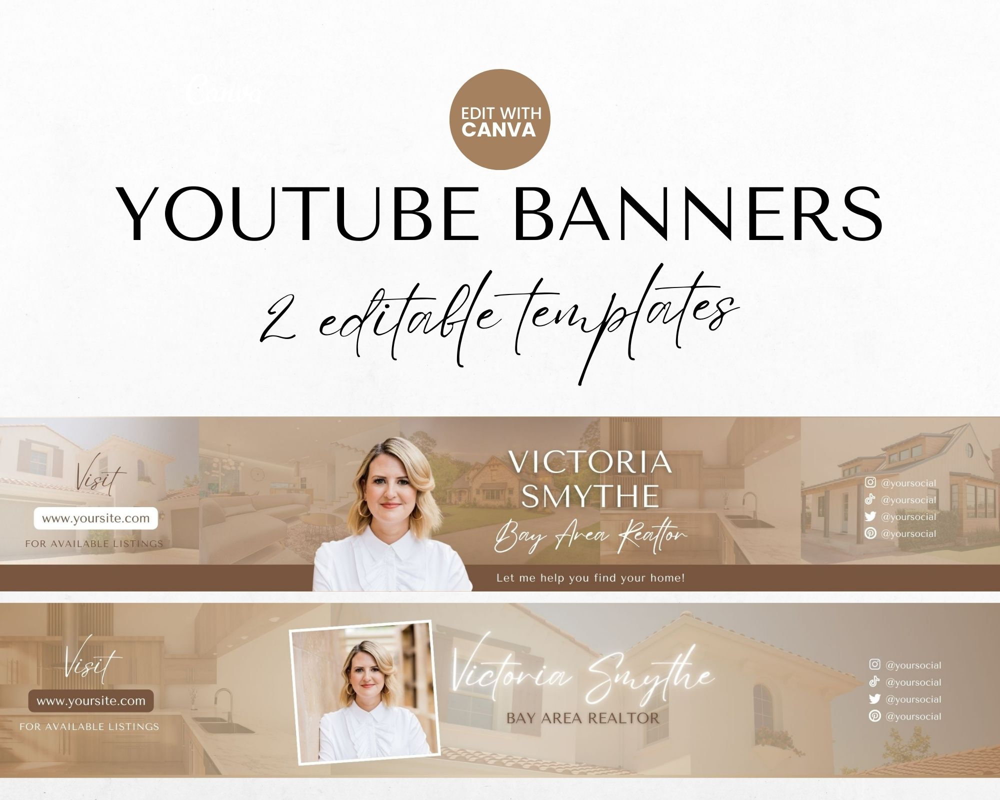 Real Estate Youtube Banner Gold, Youtube Banner for Coaches Template ...