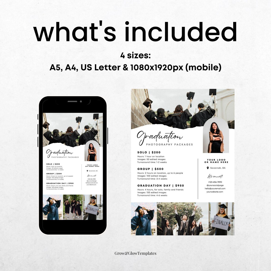Graduation Photography Flyer Template Canva, Photographer Promotional ...