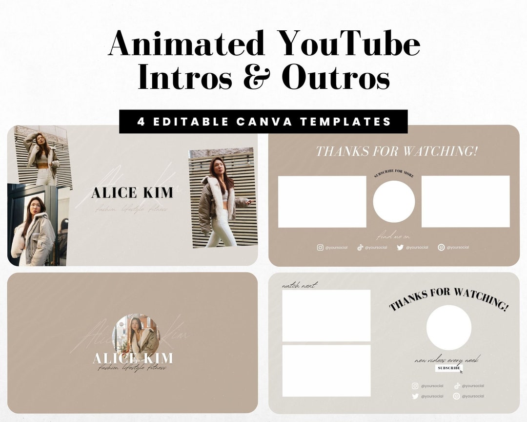 Neutral Youtube Intro Template, Youtube Outro Template, Modern Youtube ...