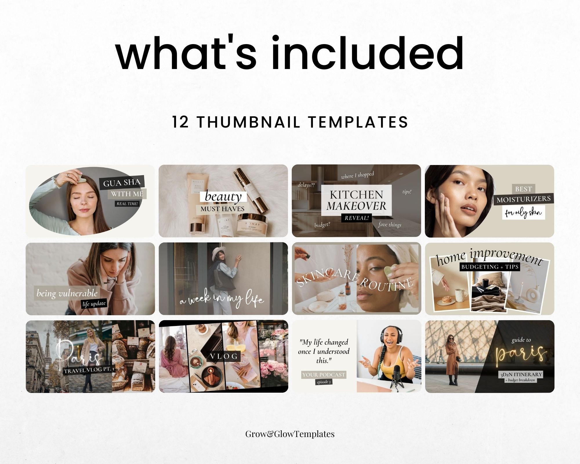 Youtube Thumbnail Templates Canva, Editable Youtube Thumbnails Modern ...