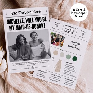 Bridal Entourage Proposal Newspaper Template Canva, Printable Will You ...