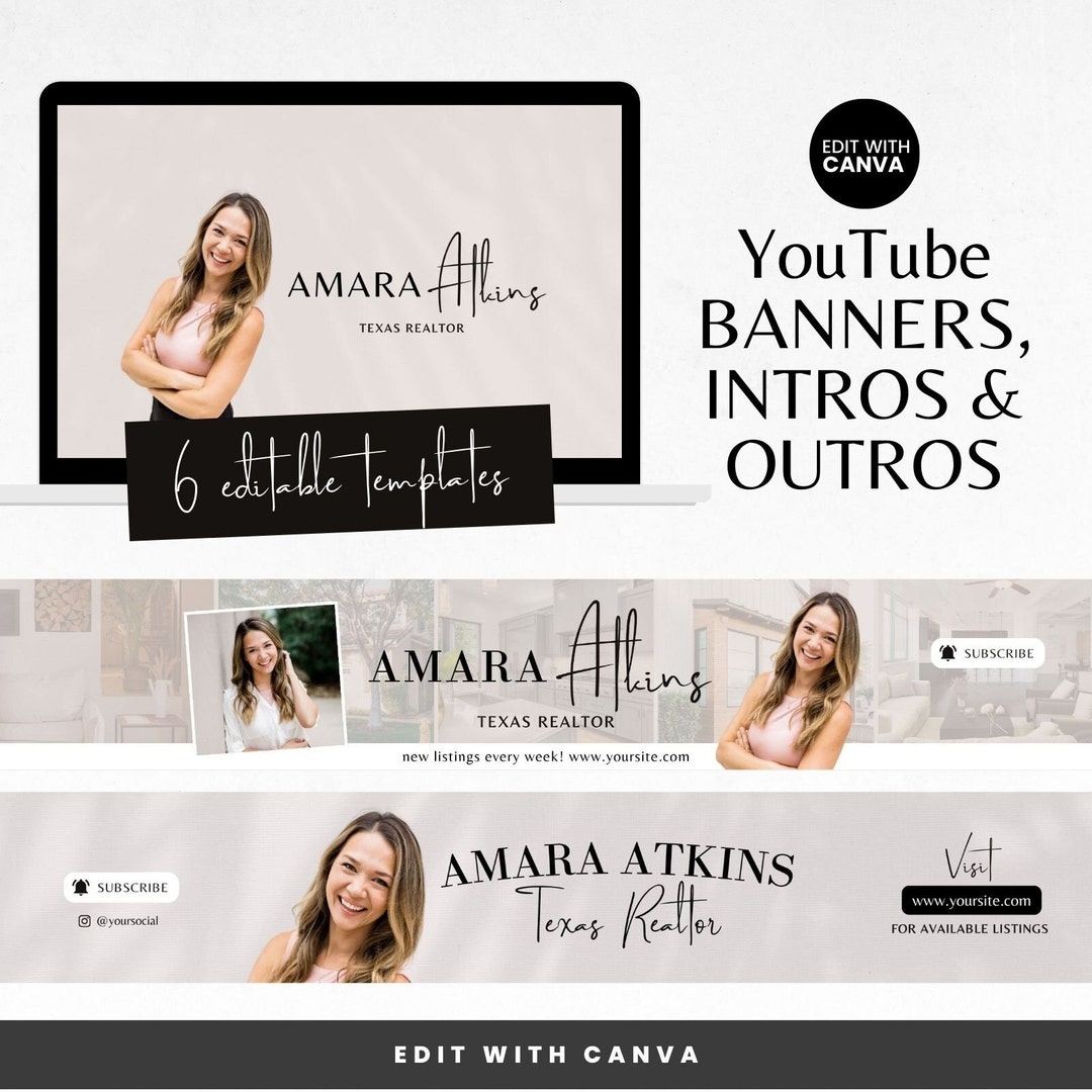 Realtor Youtube Brand Kit, Banner de Youtube para agentes inmobiliarios ...