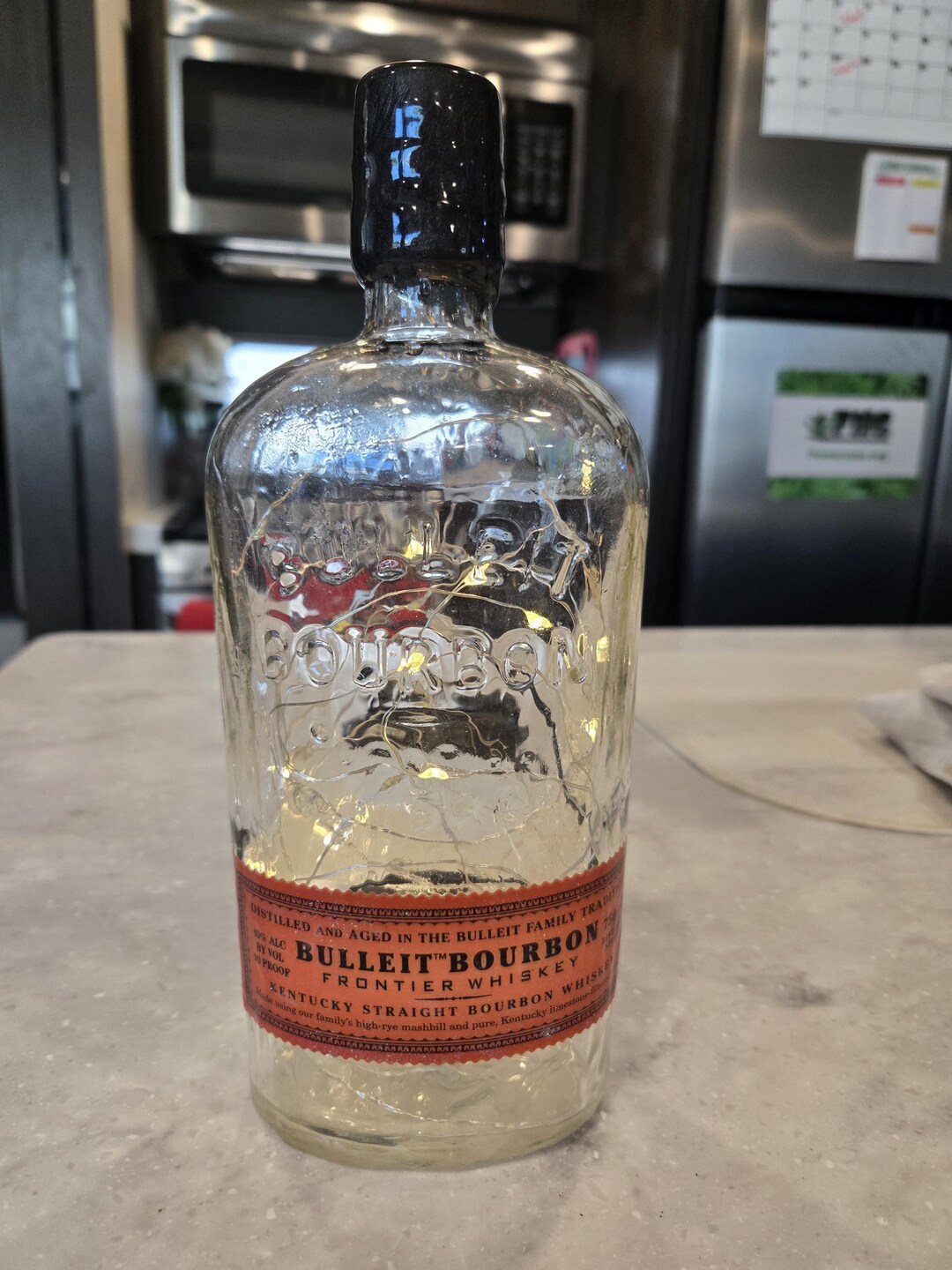 Bullit Bourbon Whisky Bottle Lit and Resin Battery Opperated Nightlight ...