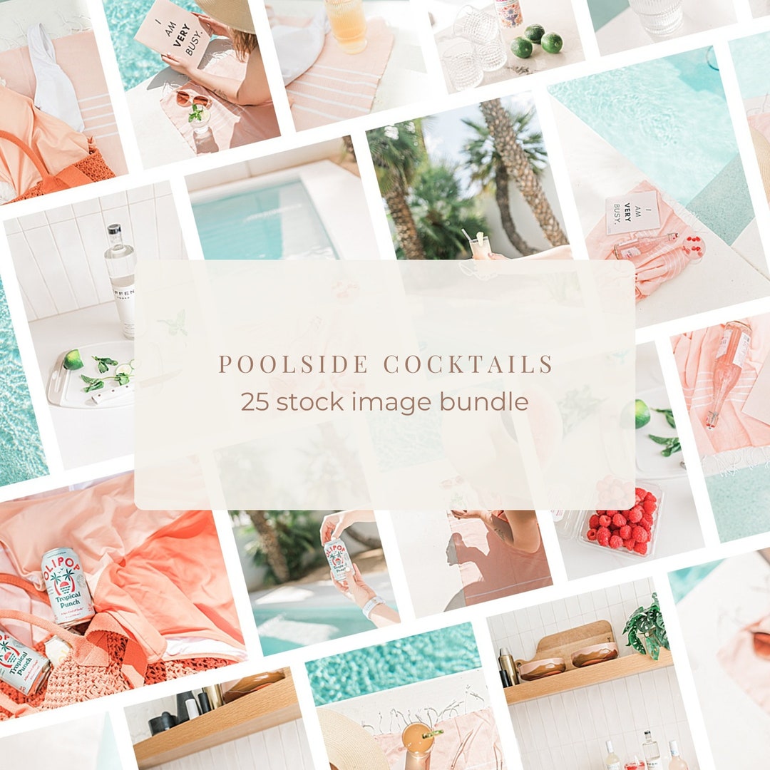 Poolside Cocktails Stock Photo Bundle | Summer Faceless Marketing Images | 25 Aesthetic ...