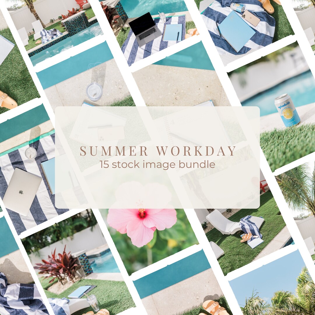 Summer Work Day Stock Bundle / 19 Poolside Workday Images / Business ...