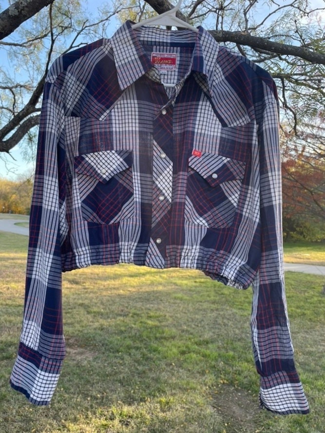 Large (L) Vintage Ely Plains Western Pearl Snap Crop Shirt - Etsy