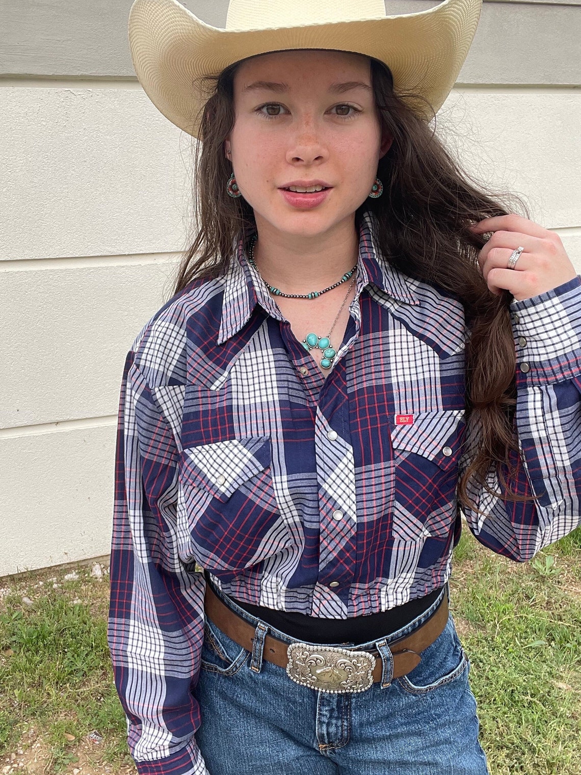 Large (L) Vintage Ely Plains Western Pearl Snap Crop Shirt - Etsy