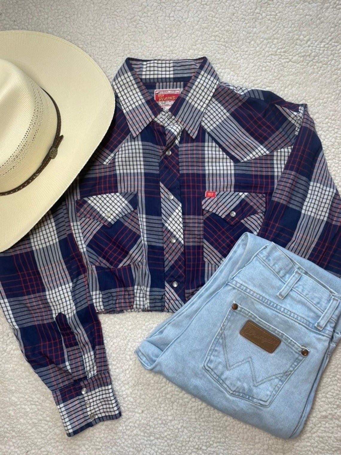 Large (L) Vintage Ely Plains Western Pearl Snap Crop Shirt - Etsy