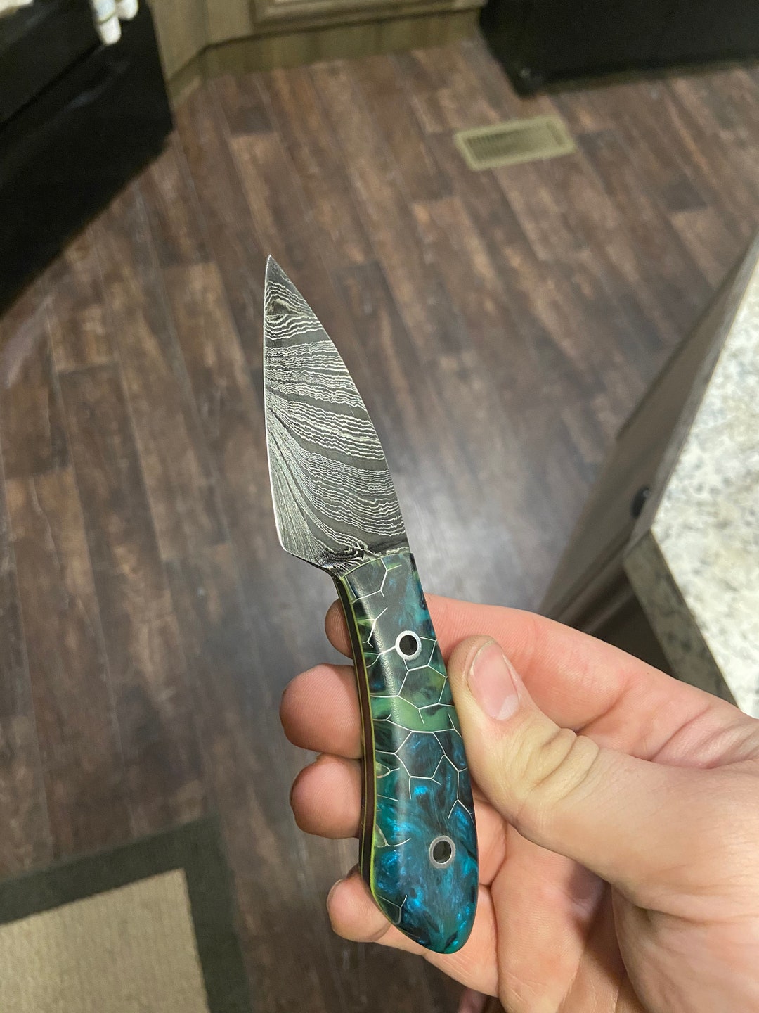 Handmade Feather Damascus EDC Knife - Etsy