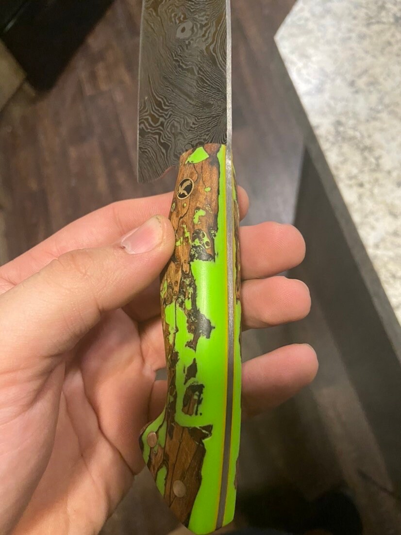 Handmade Twisted Damascus Chefs Knife With Resin Handles - Etsy