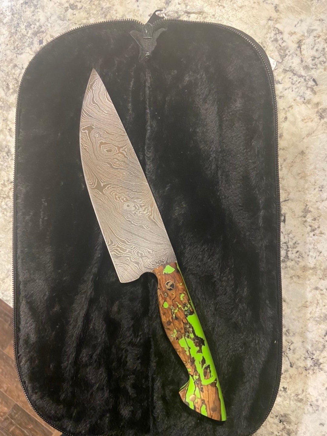 Handmade Twisted Damascus Chefs Knife With Resin Handles - Etsy