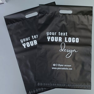 50-500pcs Personalized Black Plastic Bags,add Your Own Logo Envelopes ...