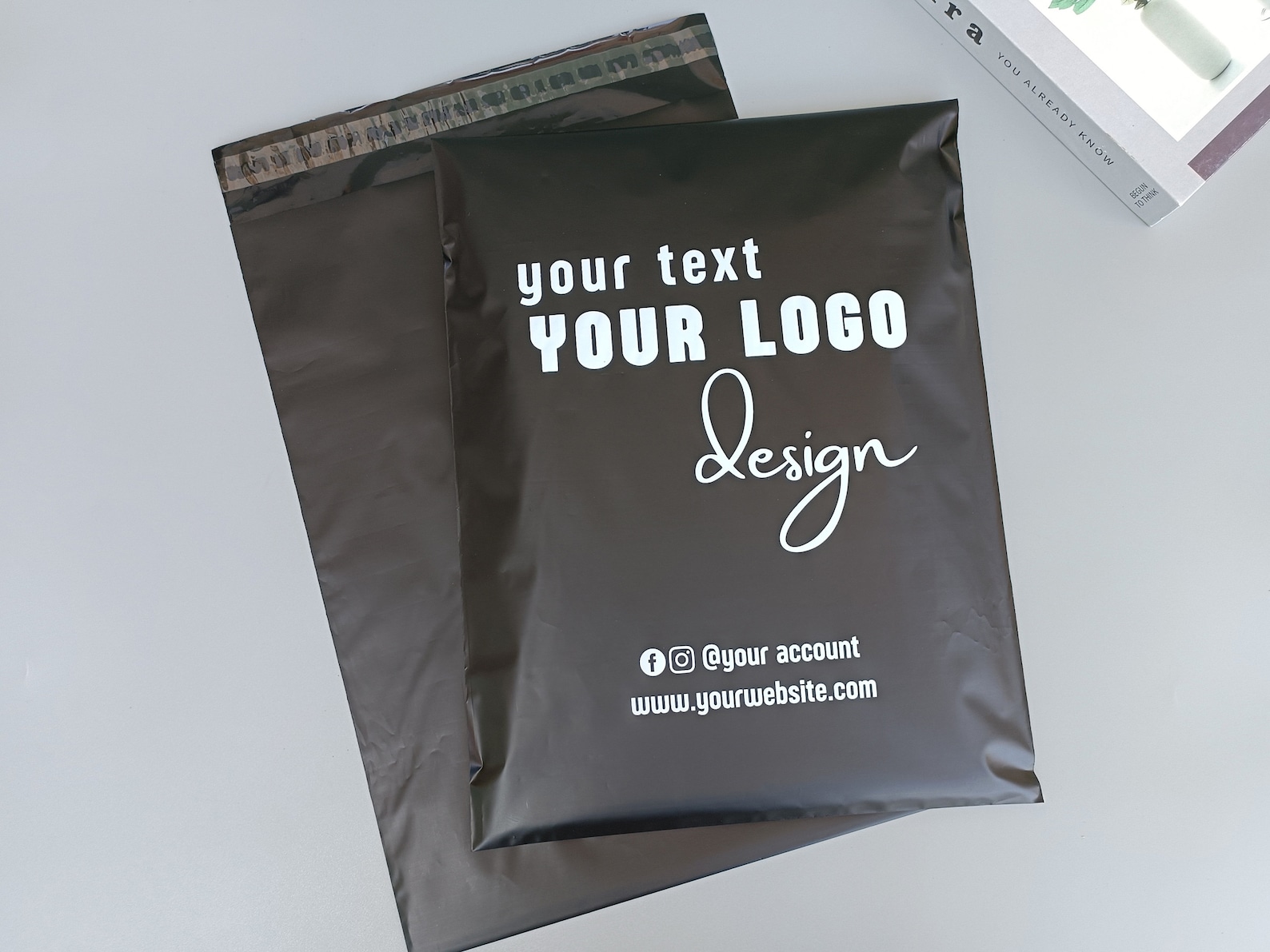 50-500pcs Custom Black Poly Mailer,custom Logo Mailers With Self-seal ...