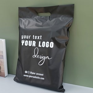 50-500pcs Personalized Black Plastic Bags,add Your Own Logo Envelopes ...