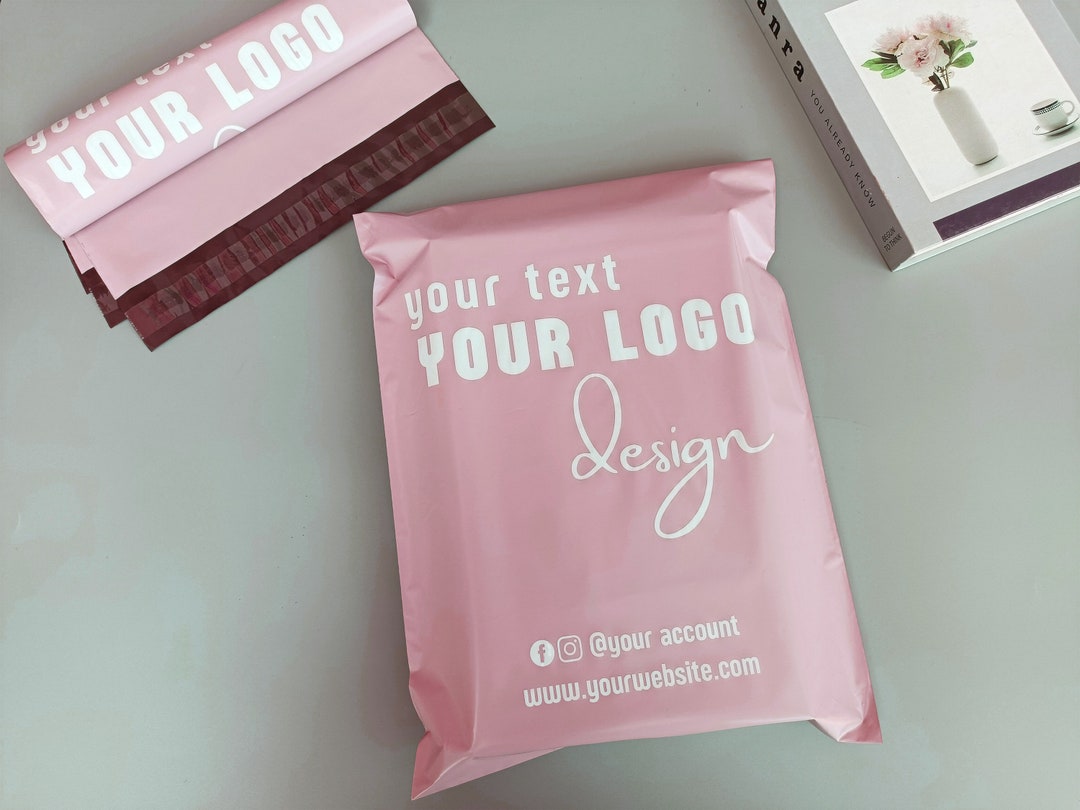 50-500pcs Custom Pink Poly Mailer,custom Baby Pink Bag With Logo ...