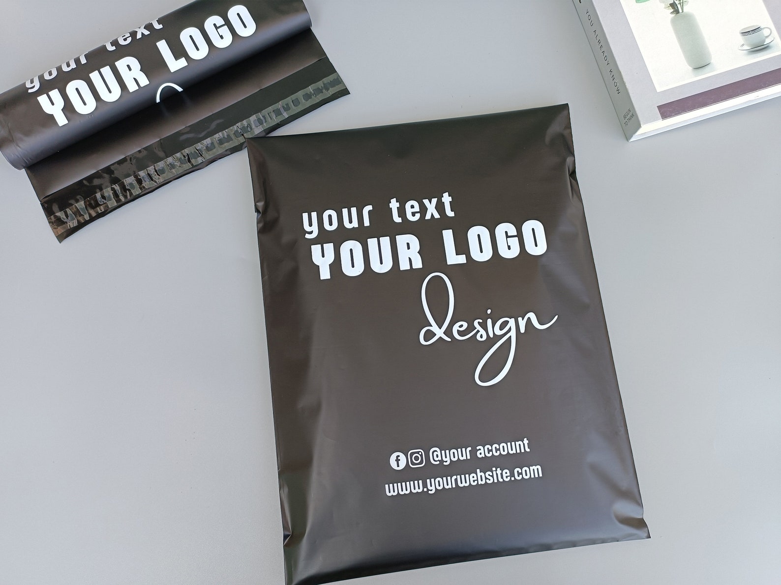 50-500pcs Custom Black Poly Mailer,custom Logo Mailers With Self-seal ...