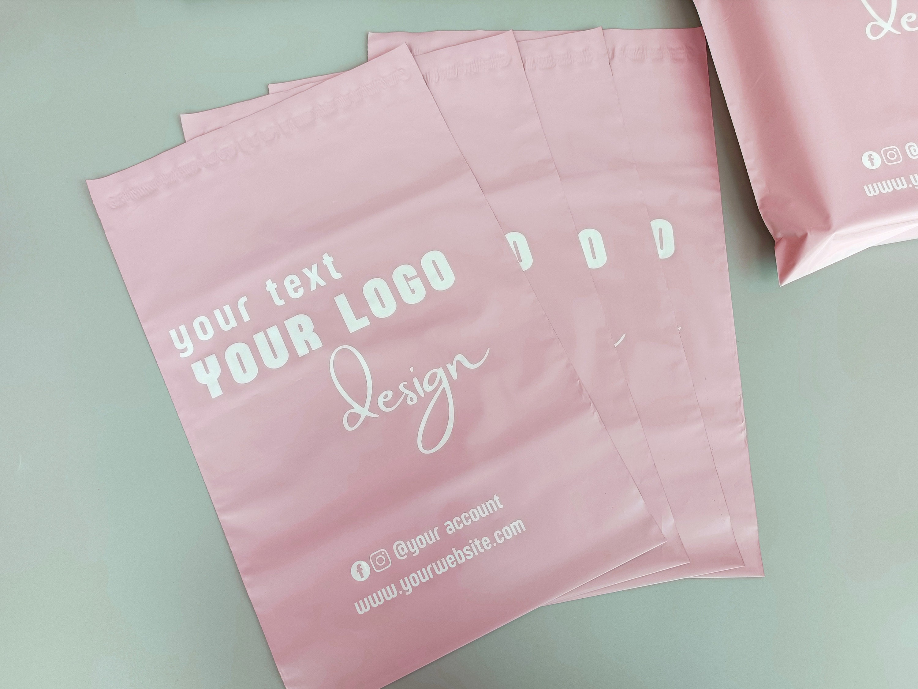 50-500pcs Custom Pink Poly Mailer,custom Baby Pink Bag With Logo ...