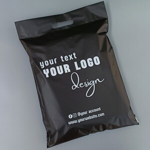 50-500pcs Personalized Black Plastic Bags,add Your Own Logo Envelopes ...