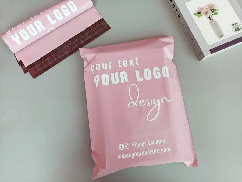 50-500pcs Custom Pink Poly Mailer,custom Baby Pink Bag With Logo ...