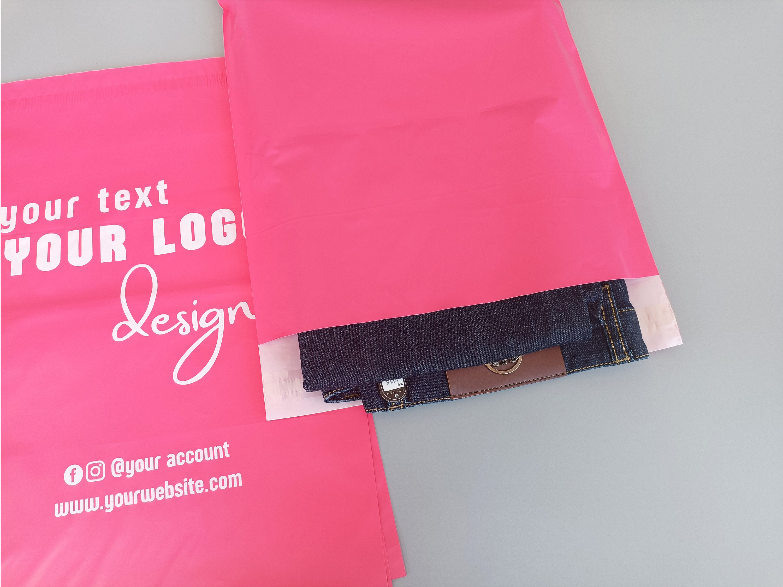 50-500pcs Custom Pink Poly Mailer,custom Logo Mailers With Self-seal ...