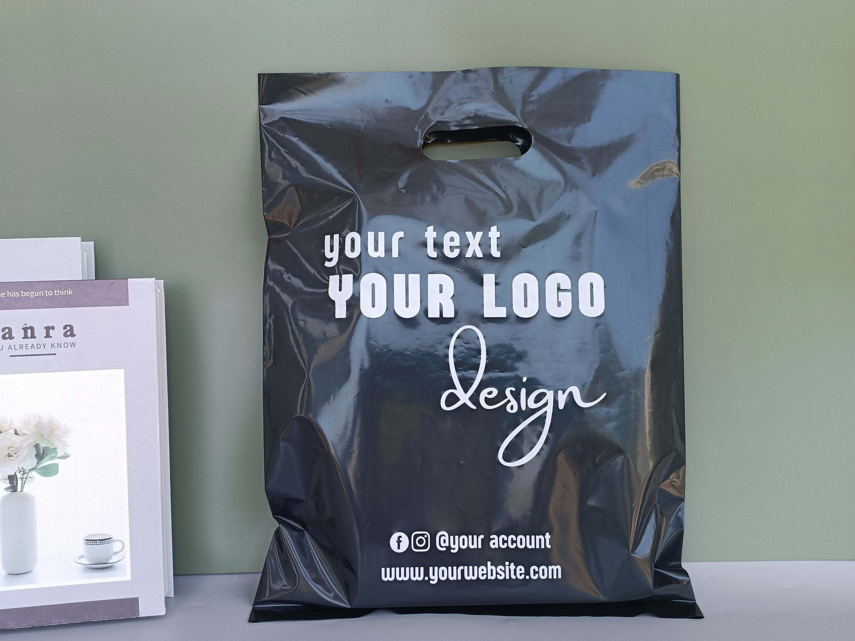 50-1000pcs Personalized Shopping Bags,add Your Own Logo Merchandise Bag ...