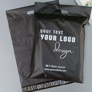 50-500pcs Personalized Black Plastic Bags,add Your Own Logo Envelopes ...