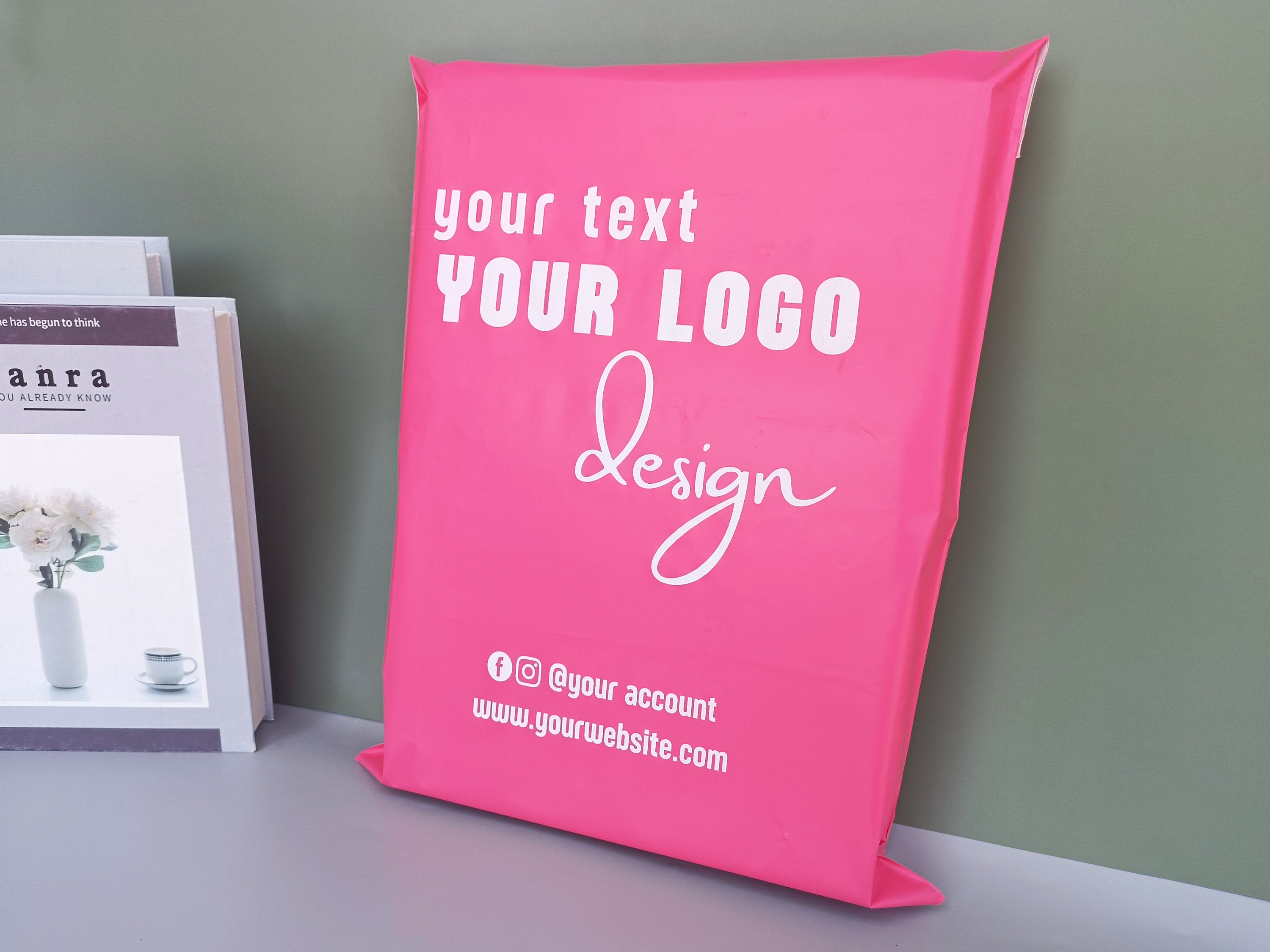 50-500pcs Custom Pink Poly Mailer,custom Logo Mailers With Self-seal ...