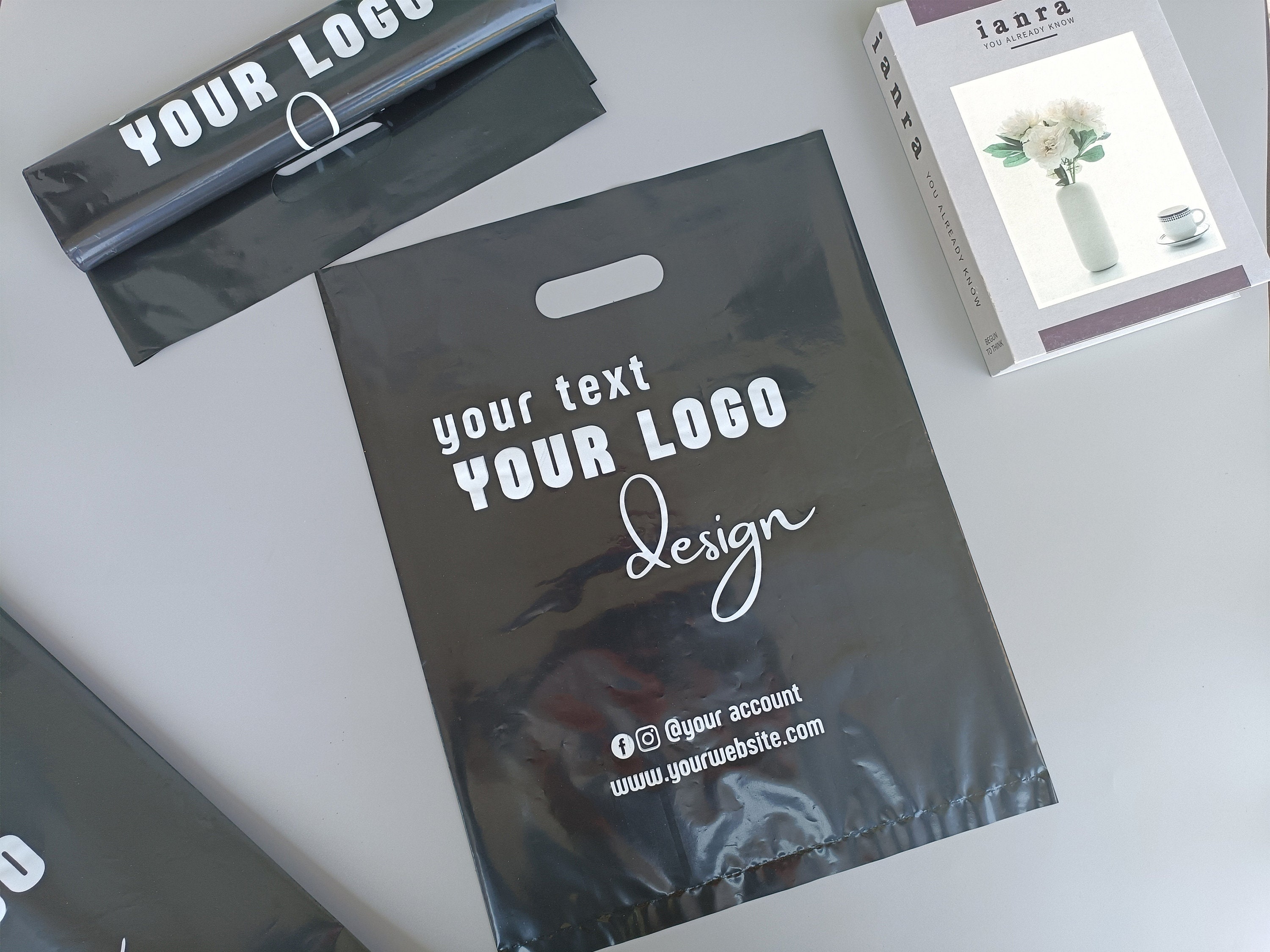 50-1000pcs Personalized Shopping Bags,add Your Own Logo Merchandise Bag ...