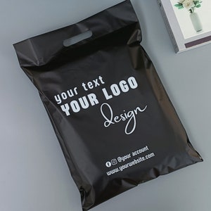 50-500pcs Personalized Black Plastic Bags,add Your Own Logo Envelopes ...