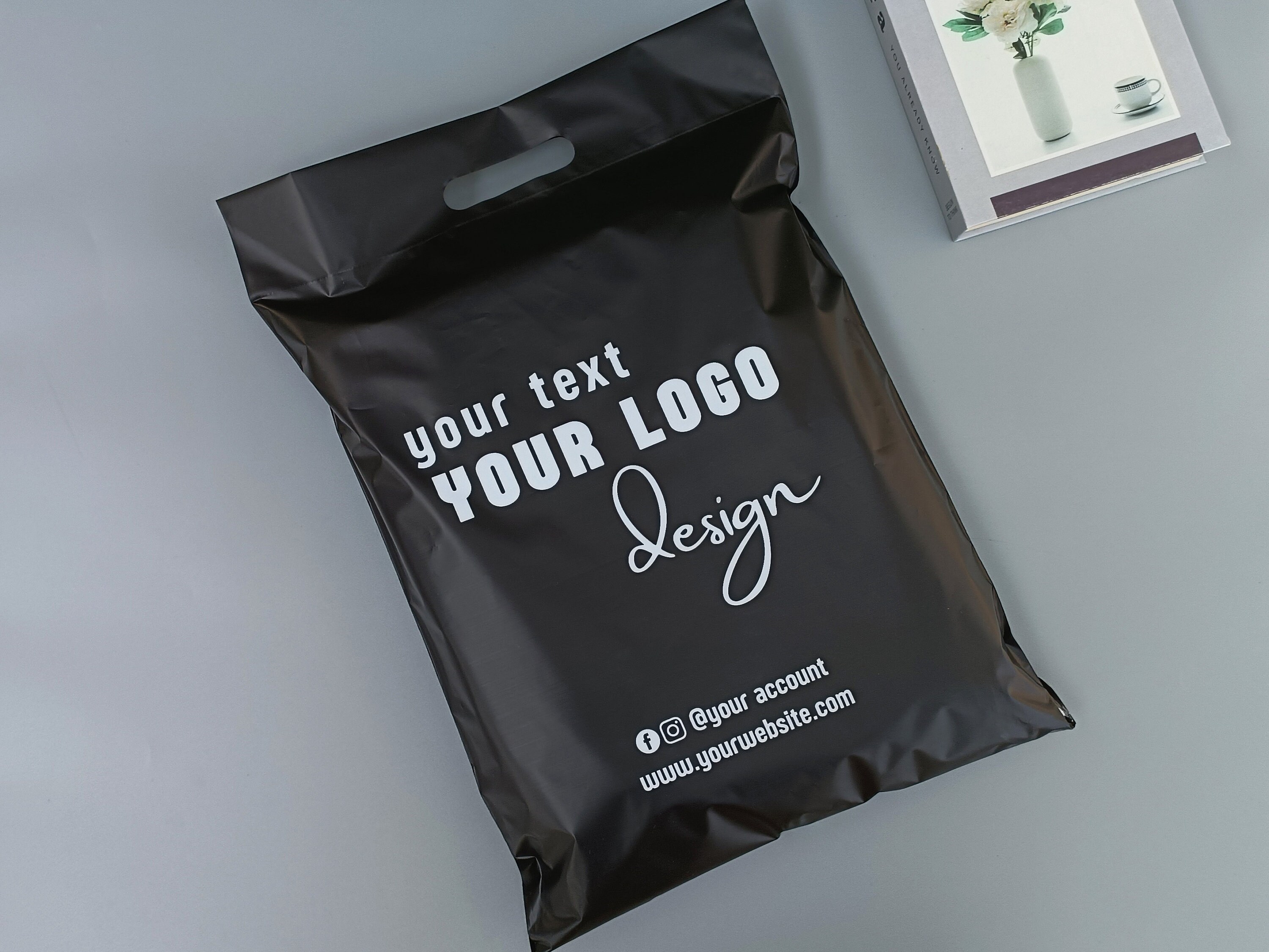 50-500pcs Personalized Black Plastic Bags,add Your Own Logo Envelopes ...