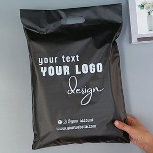 50-500pcs Personalized Black Plastic Bags,add Your Own Logo Envelopes ...