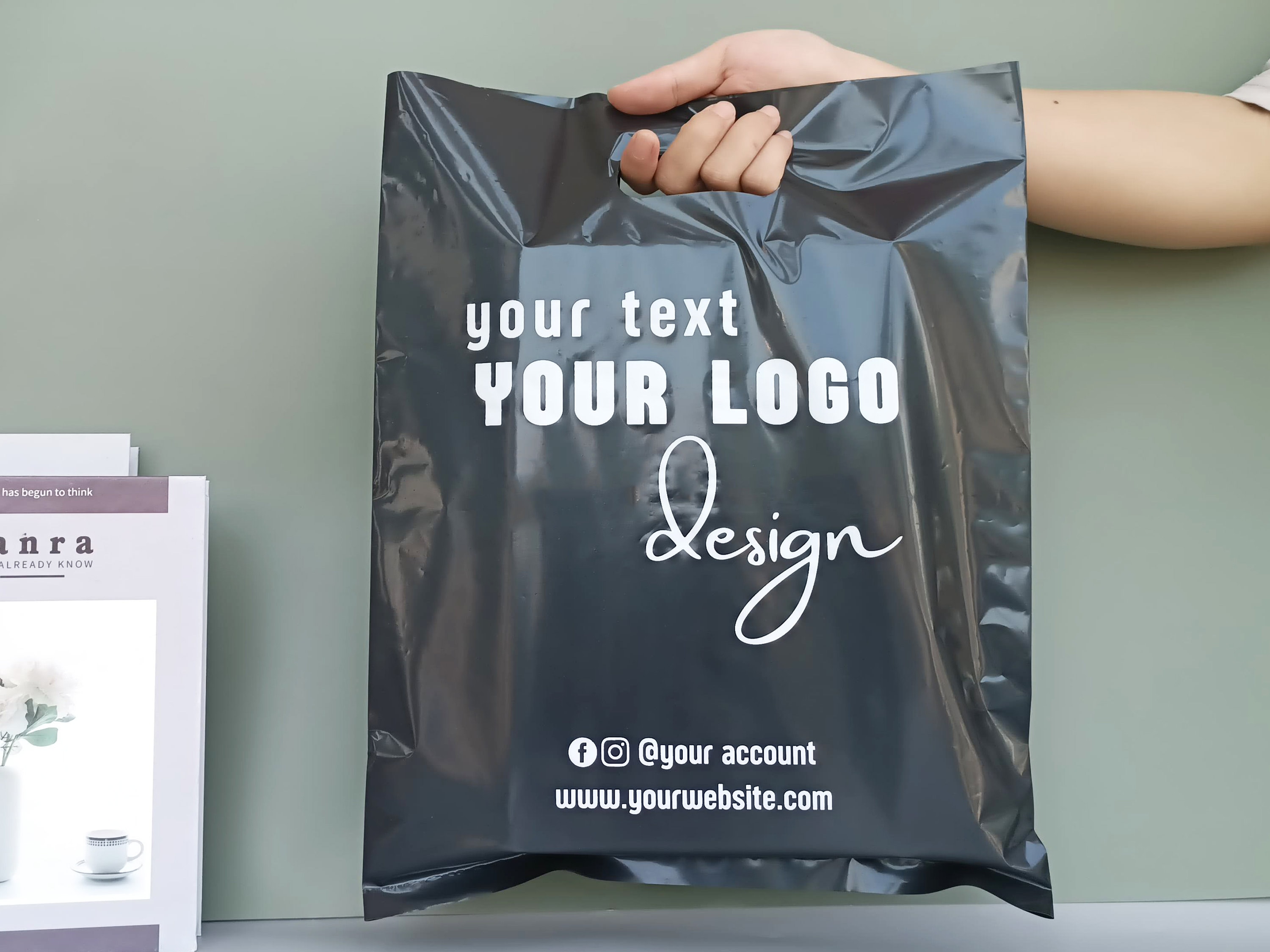 50-1000pcs Personalized Shopping Bags,add Your Own Logo Merchandise Bag ...