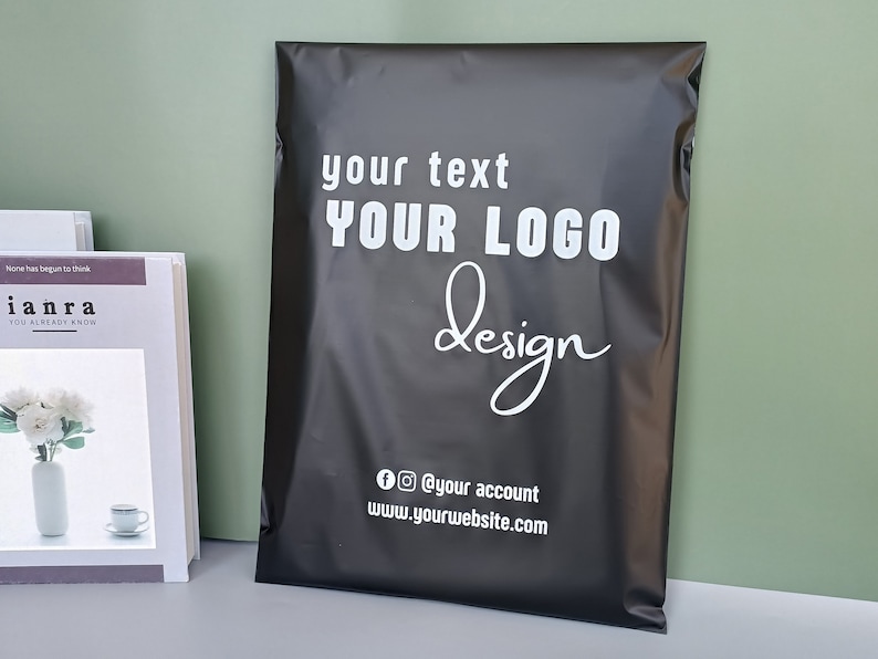 50-500pcs Custom Black Poly Mailer,custom Logo Mailers With Self-seal ...