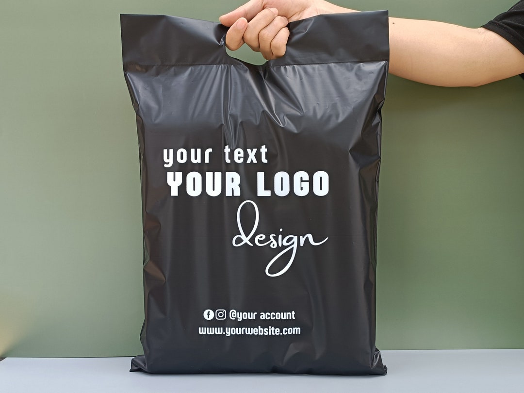 50-500pcs Personalized Black Plastic Bags,add Your Own Logo Envelopes ...